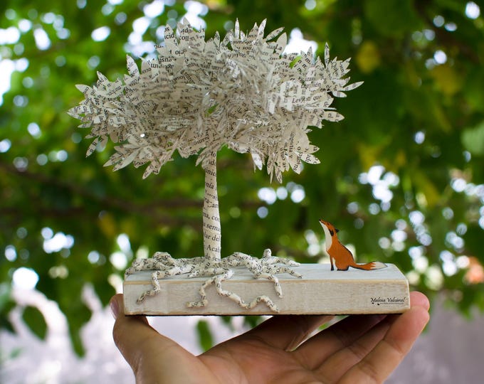 Little Fox Under a Tree - Paper Art - Paper Fox - Paper Tree - Artisan ...