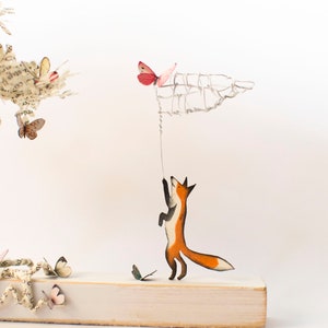 Little Fox Catching Butterflies - Paper Art - Mixed Media - Made to ...