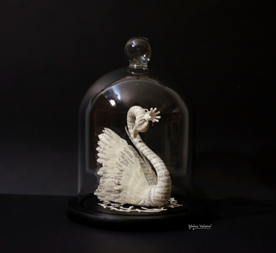 Paper Swan Sculpture, Miniature Swan Art, Handmade Paper Bird, Unique ...