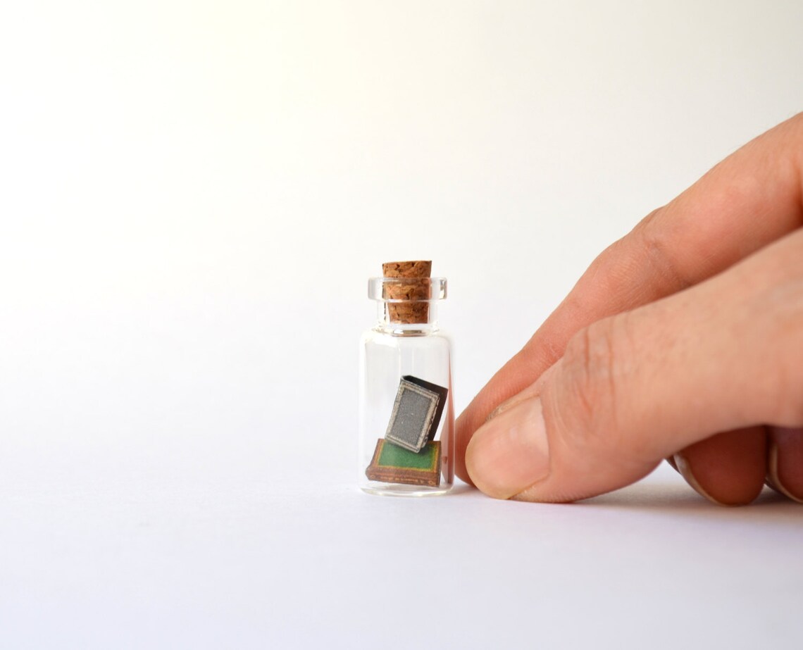Tiny Paper Books in a Bottle - Vial With Miniature Books - Etsy