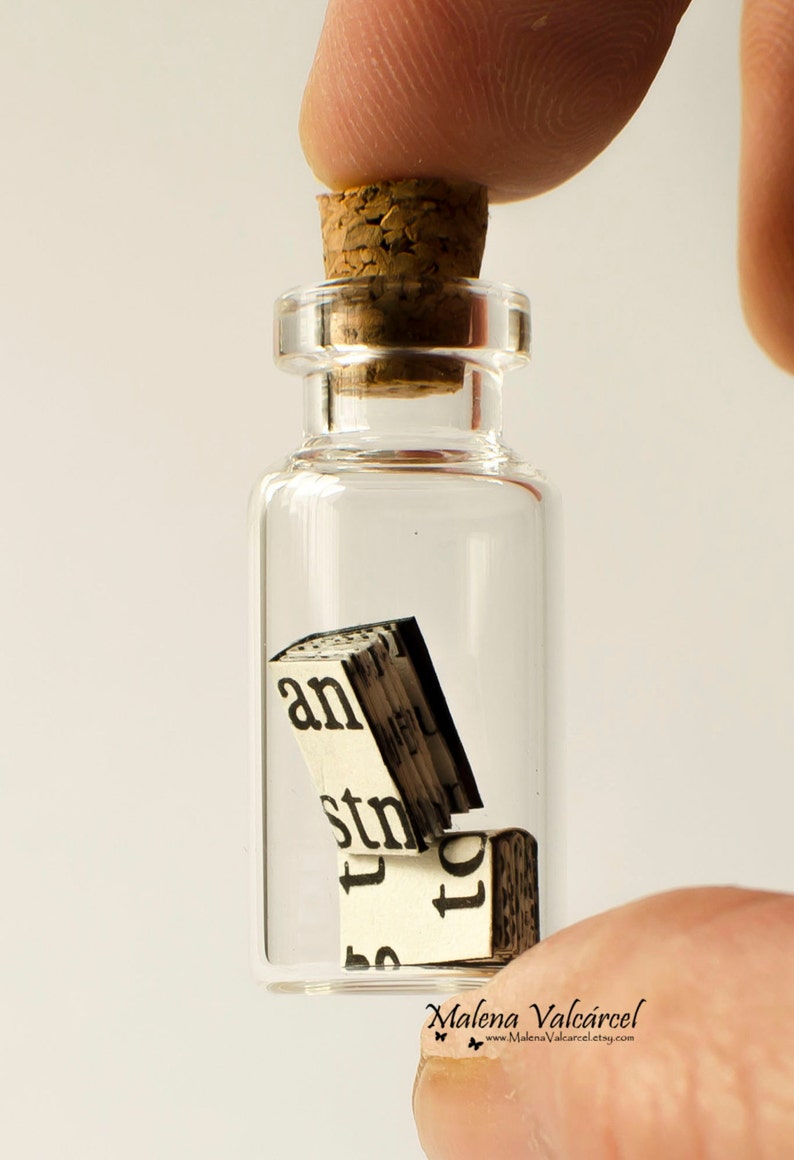 Tiny Paper Books in a Bottle Vial With Miniature Books - Etsy