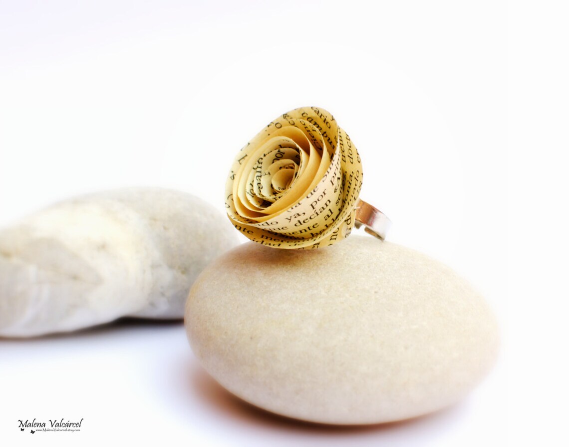 Paper Flower Ring Adjustable Ring Recycled Paper | Etsy