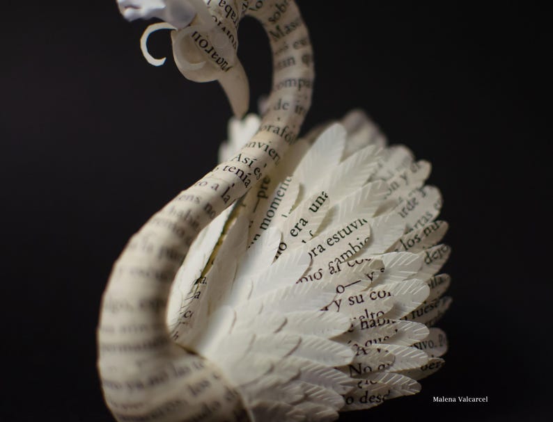 Paper Swan Sculpture, Miniature Swan Art, Handmade Paper Bird, Unique ...
