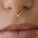 Triangle Septum Nose Ring, 14k SOLID GOLD Chevron Septum Ring, Septum ...