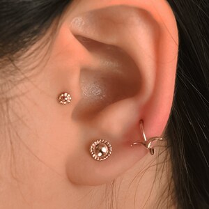 Tragus Earring, 14k Solid Gold Tragus Jewelry, Flower Tragus Piercing ...