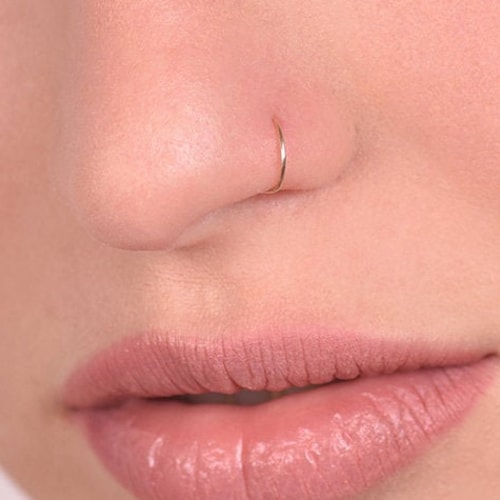 100% 14K REAL Solid Gold Nose Hoop Ring Lip Eyebrow - Etsy