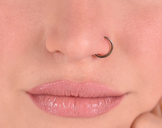 Septum Ring, Half Moon Septum, Moon Septum Ring, Daith Hoop Earring ...