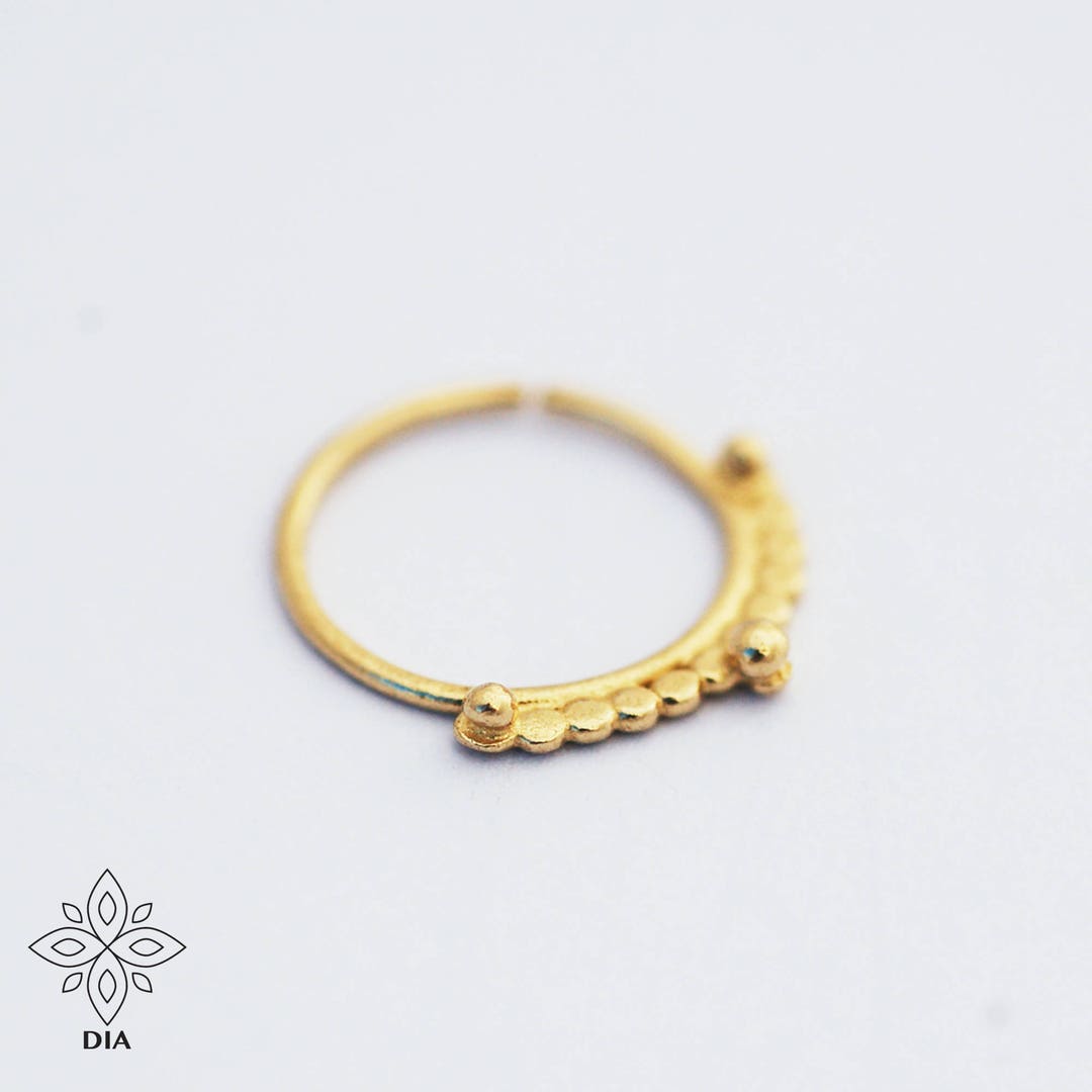 Septum, 14k SOLID Gold Septum, Dainty Tribal Septum, Indian Septum ...