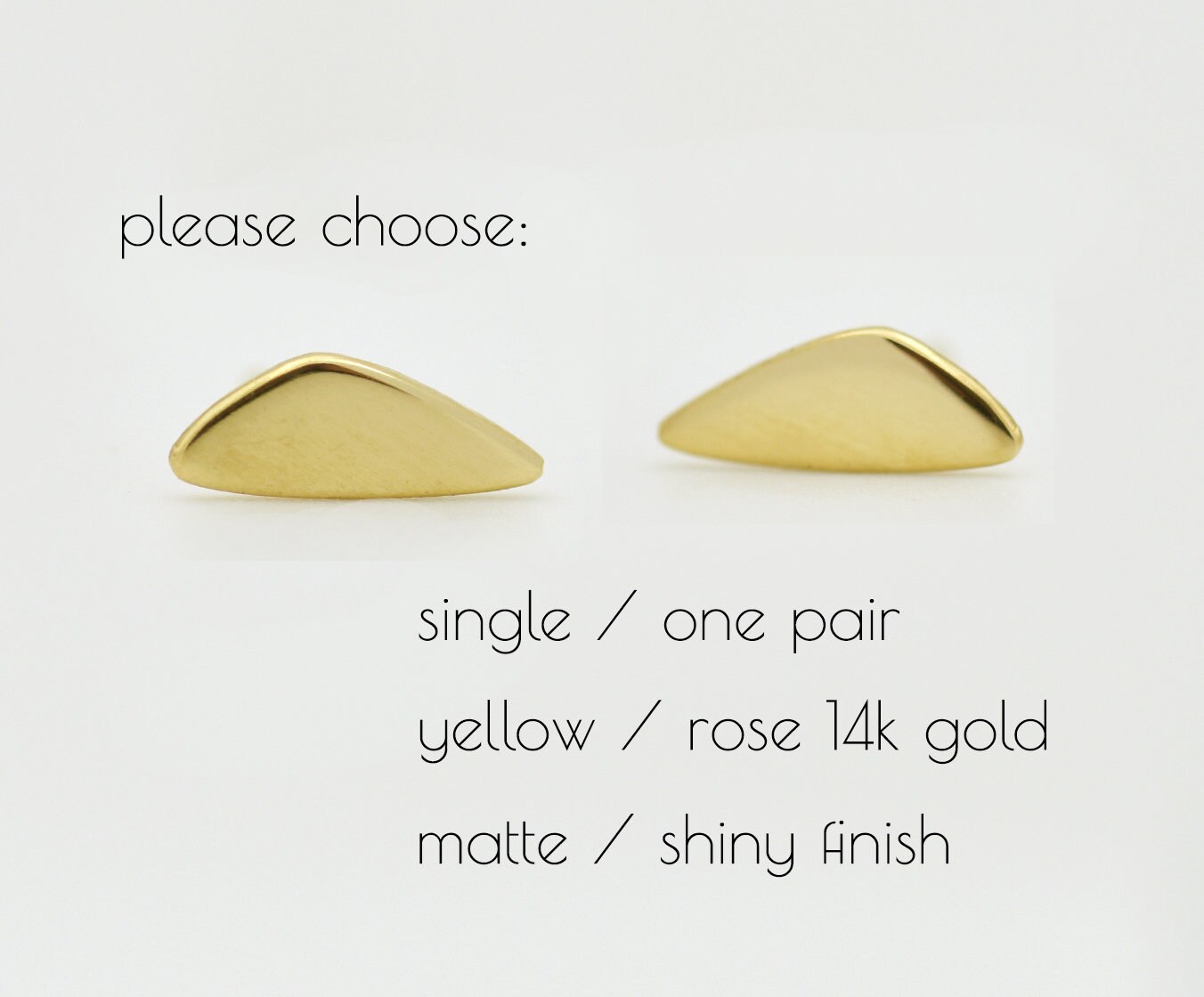 Gold studs earrings solid gold studs minimal earrings | Etsy