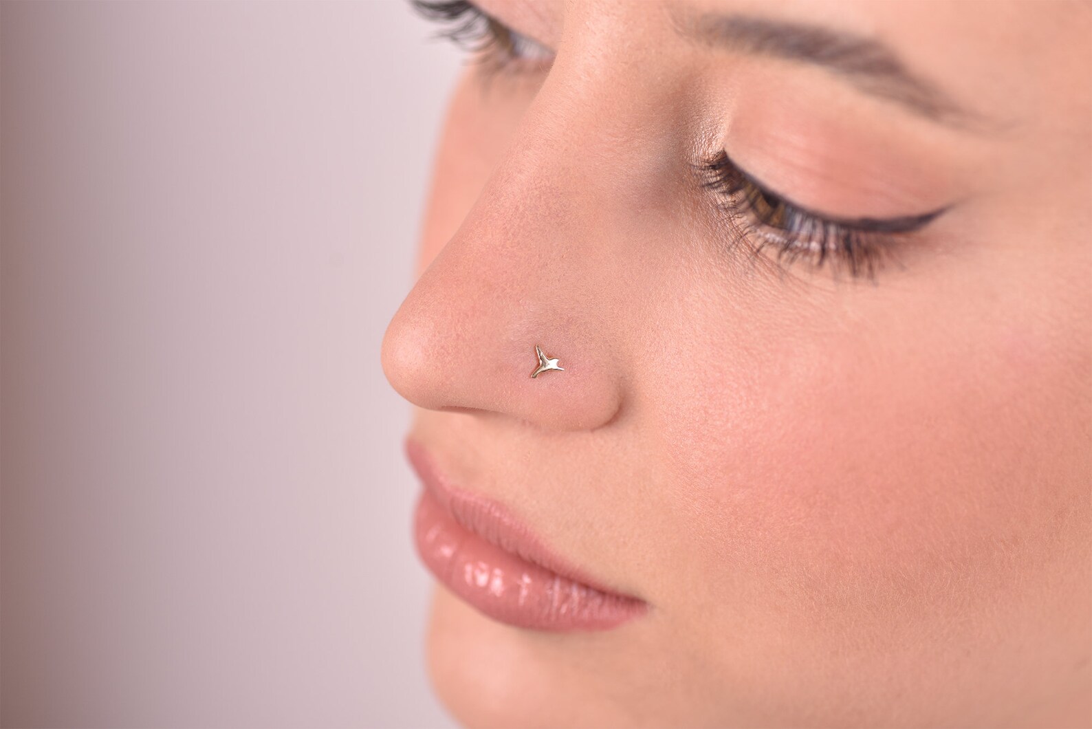 Gold Nose Screw Small Nose Stud, 14k Solid Gold Bird Nose Stud, Small ...