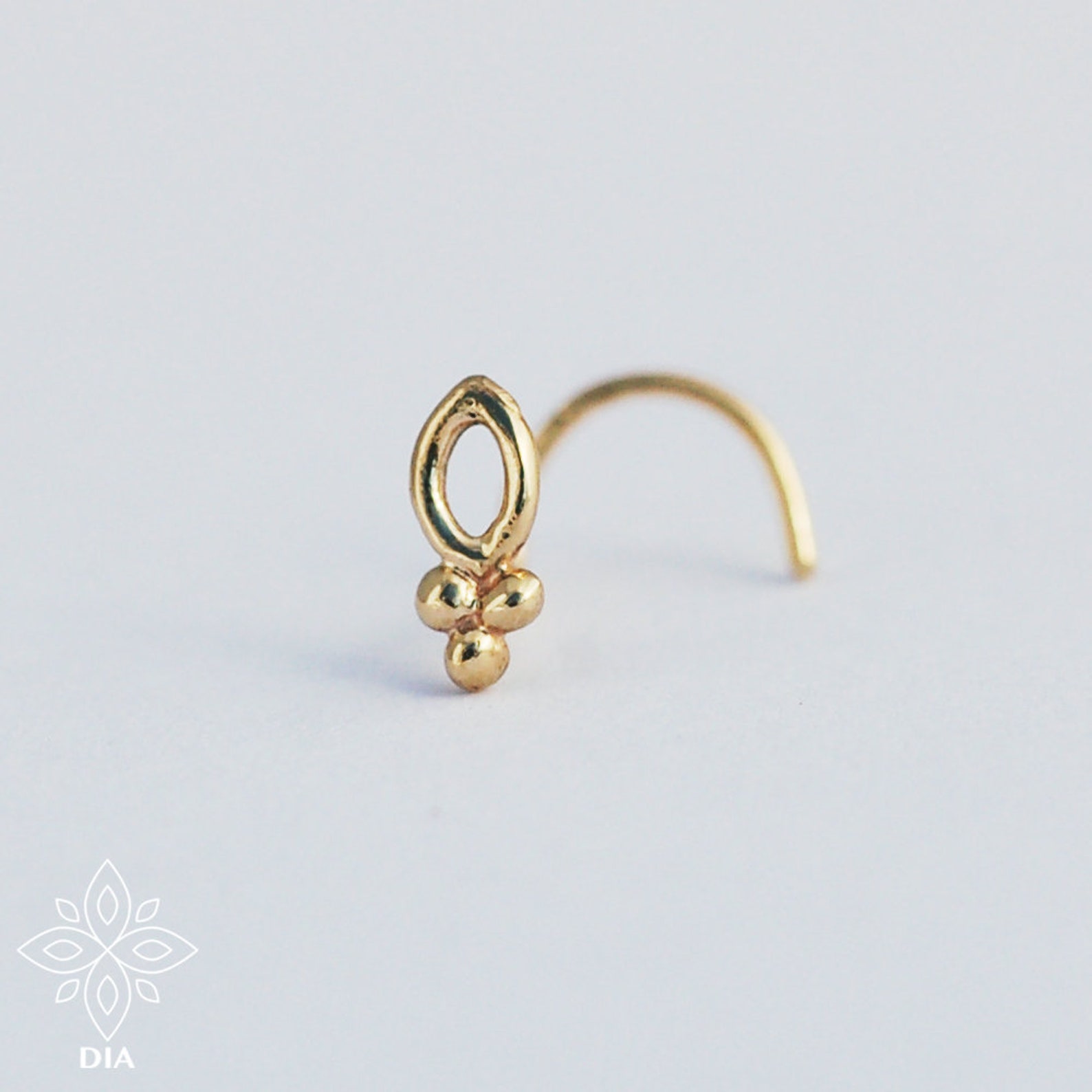 Nose Stud 14k Gold Drop Nose Stud Nose Jewelry Tiny Nose - Etsy