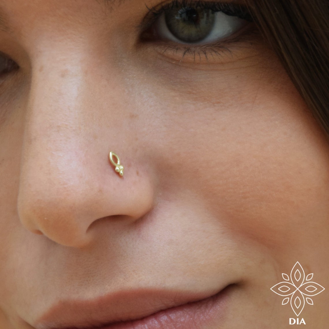 Nose Stud 14k Gold Drop Nose Stud Nose Jewelry Tiny Nose - Etsy
