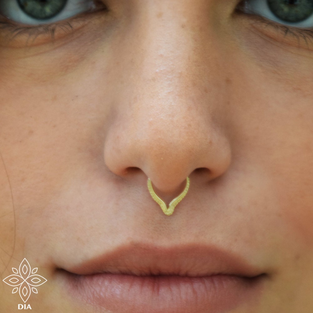 Triangle Septum Nose Ring 14k SOLID GOLD Chevron Septum Ring | Etsy