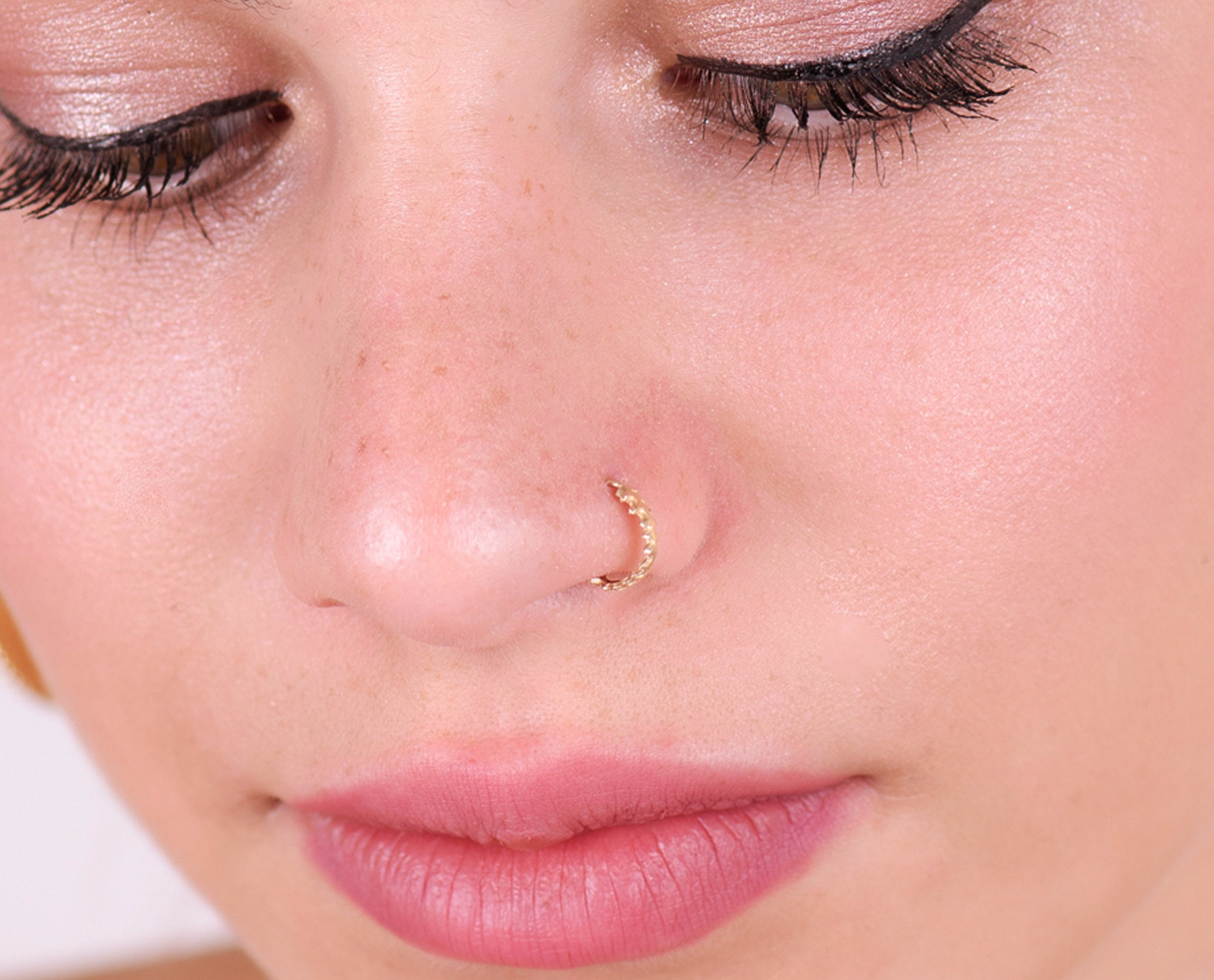 Gold Nose Ring Hoop 14k Gold Nose Piercing Cartilage Tragus | Etsy