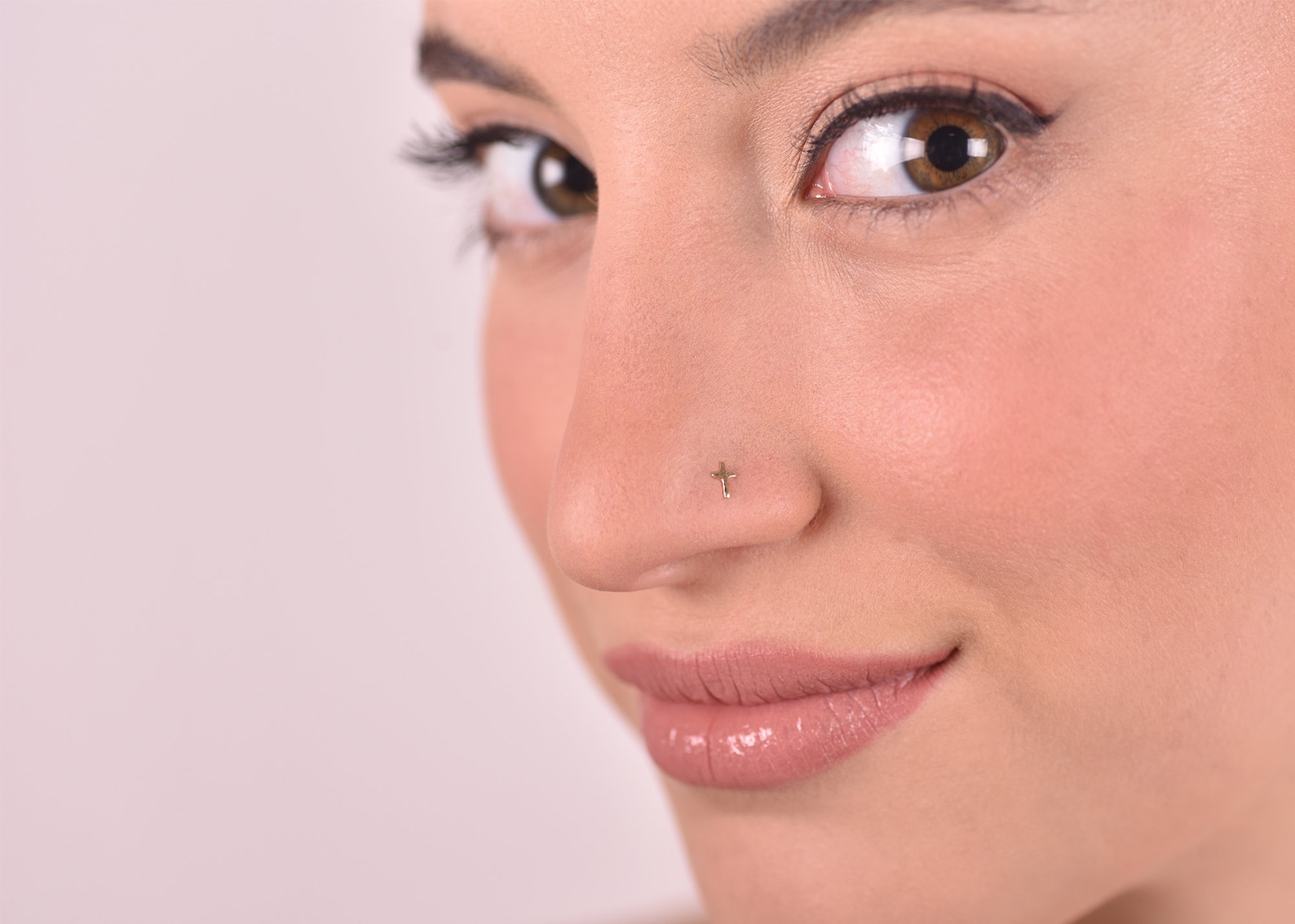 14KT Yellow Gold Nose Stud Ring Cross Nose Stud Solid Gold | Etsy