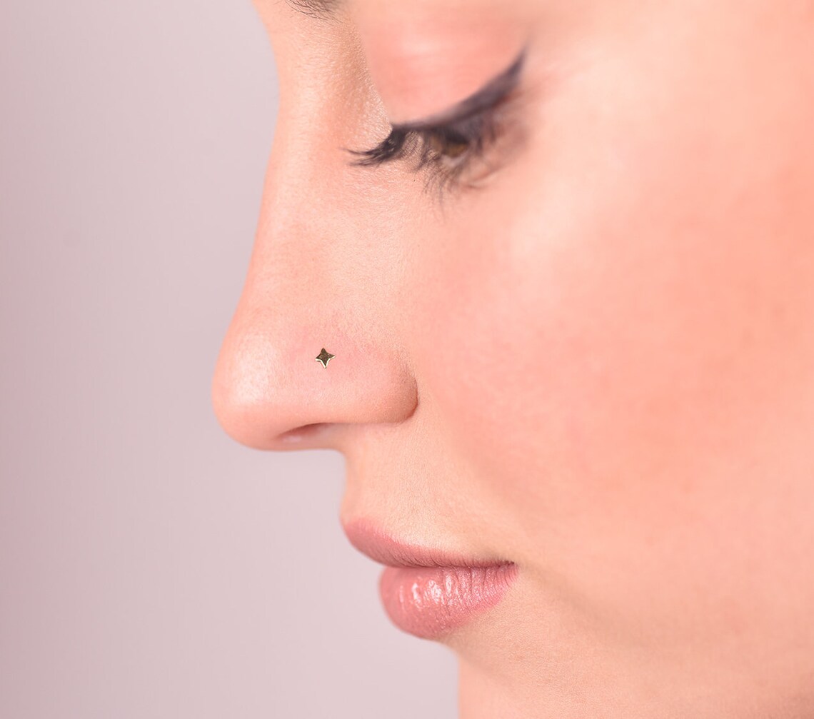Tiny Nose Stud, 14k Gold Nose Stud, 20 Gauge Nose Stud, Minimalist Nose ...