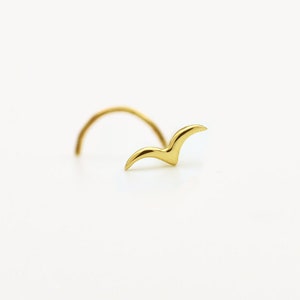 Nose Stud, Solid Gold Flying Bird Nose Piercing, 14k SOLID Gold Nose ...