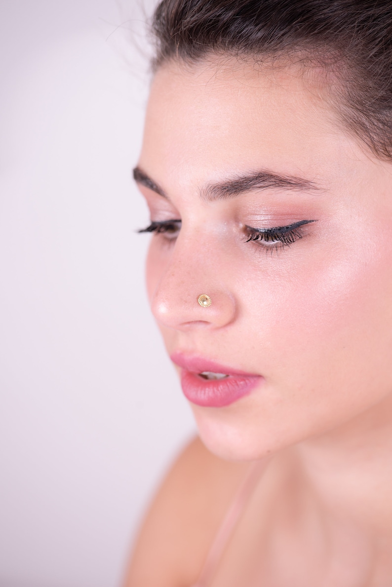 Sun Nose Stud, Nose Screw Style, Large Nose Stud, 14ct Gold Nose Stud ...