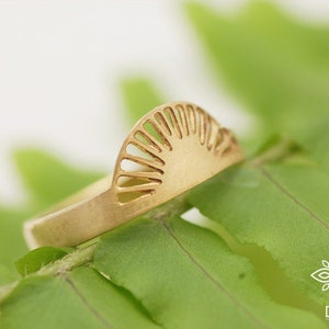 Solid Gold Ring 14k Gold Ring Gold Sun Ring Sunset Ring Sunset Ring ...