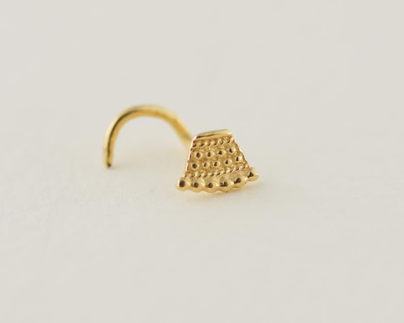 Gold Nose Stud, 14k Yellow Gold Nostril Pin, Nose Stud, Indian Nose ...