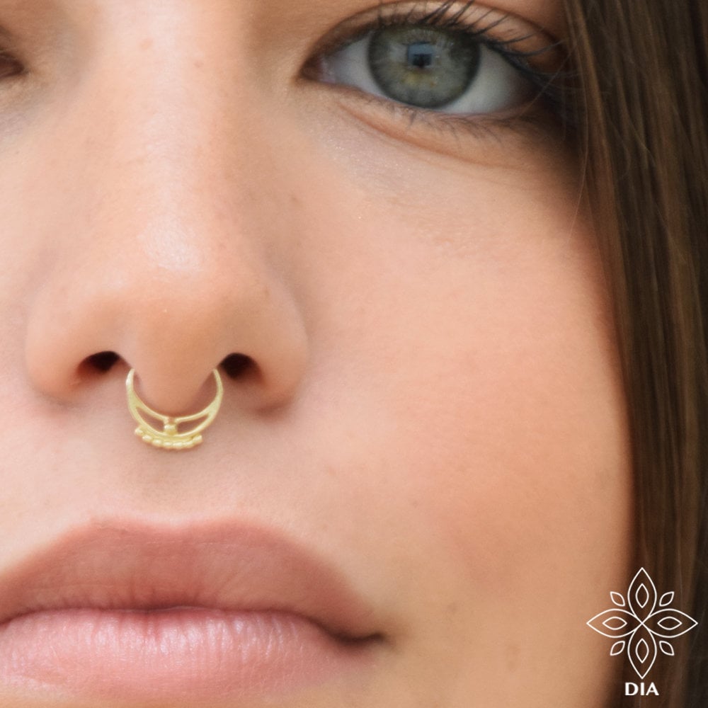 Septum ring Solid gold septum Nose ring Septum piercing Gold | Etsy