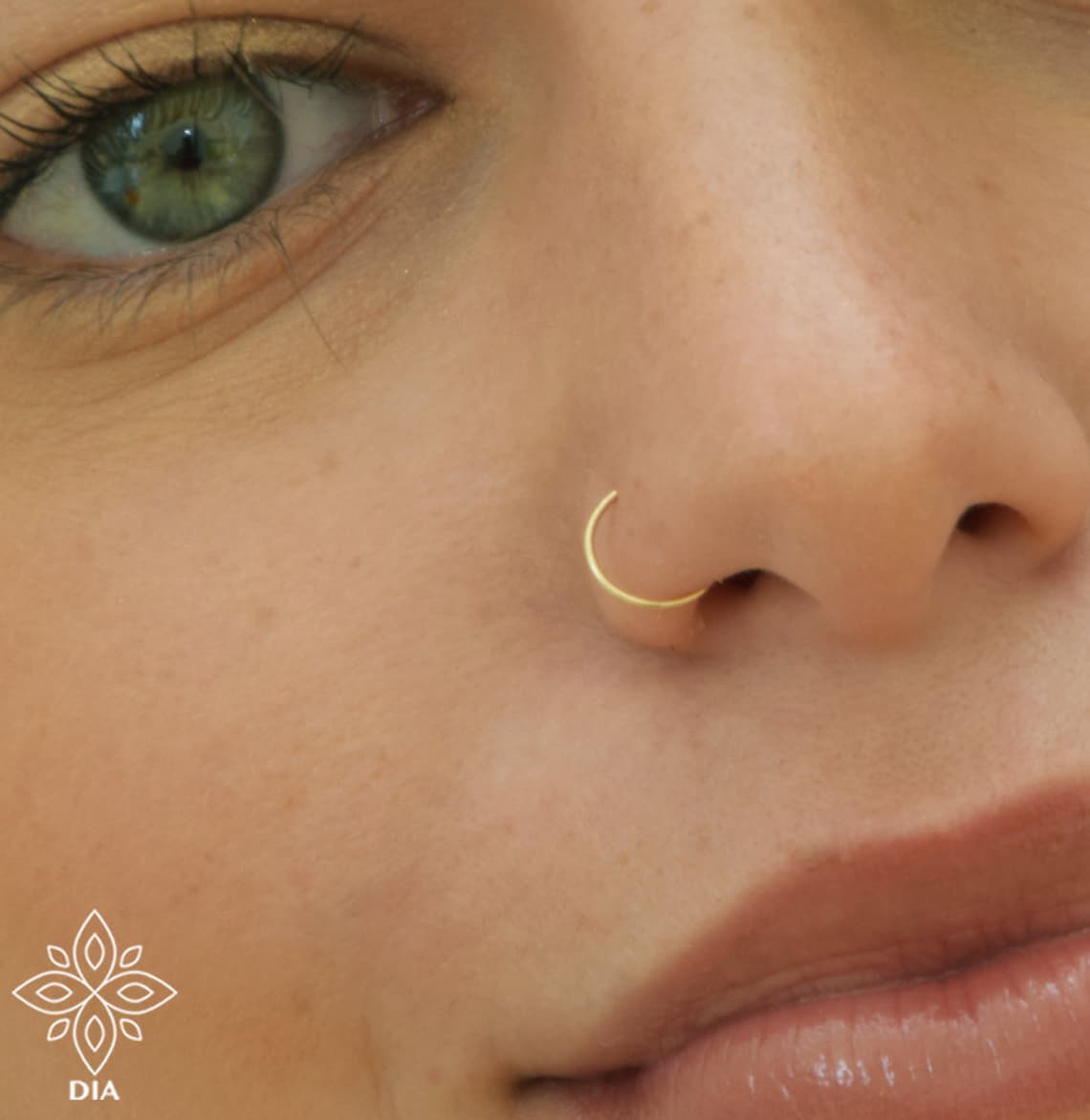 14K Solid Gold Nose Ring, Thin Nose Hoop, 24/22/20/18/16 Gauge Hoop ...