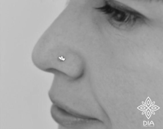 Silver Nose Stud Crown Nose Stud Cartilage Stud Nose Jewelry Minimal Stud Earrings Silver Screw Tiny Piercing Tragus Pin Nostril Pin