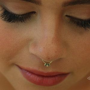 Septum, 14k Solid Gold Septum, Dainty Septum, Gold Crown Septum ...
