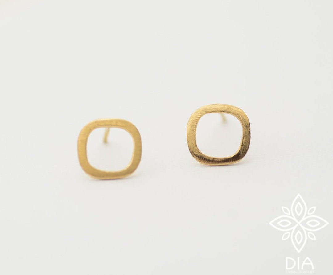 14k Gold Stud Square Studs Everyday Studs Solid Gold Stud Earrings Post ...