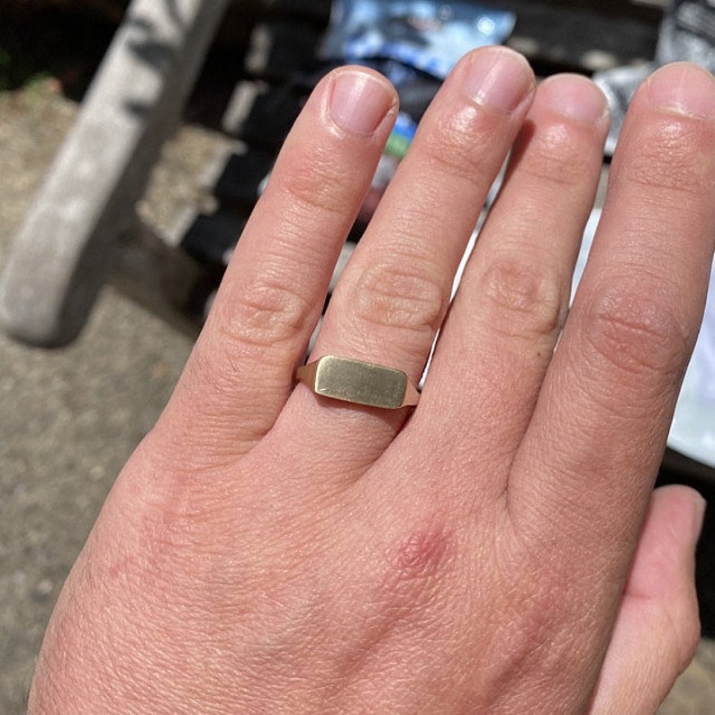14k Solid Gold Rectangle Signet Ring Pinkie Ring Ring Signet | Etsy