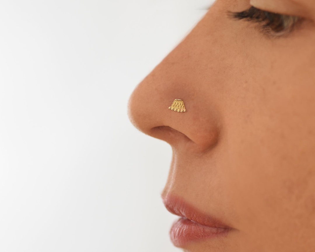Gold Nose Stud, 14k Yellow Gold Nostril Pin, Nose Stud, Indian Nose ...