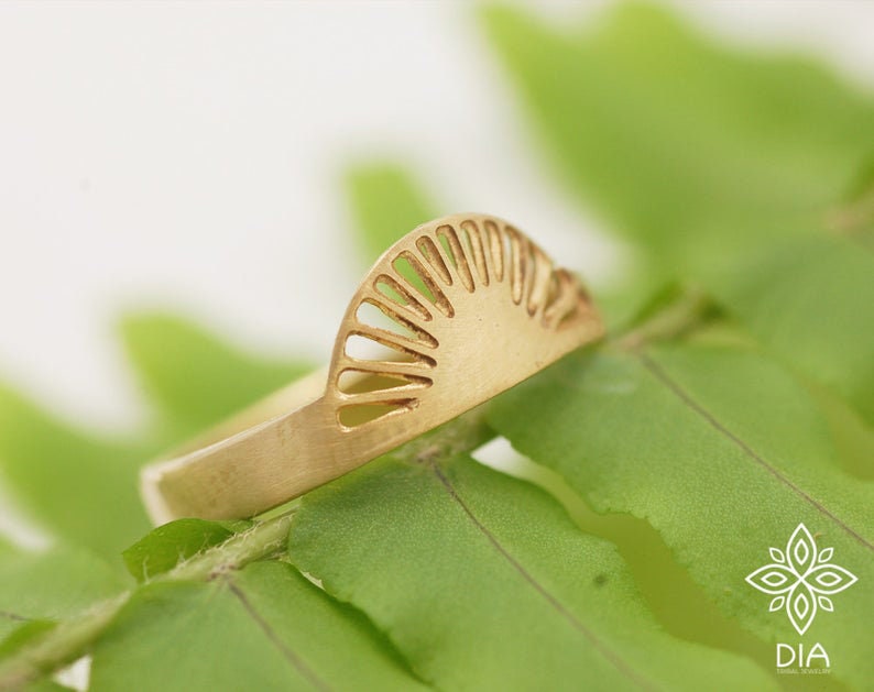 Sun Ring Solid Gold Ring Rose Gold Ring Dainty Gold Ring Hand - Etsy