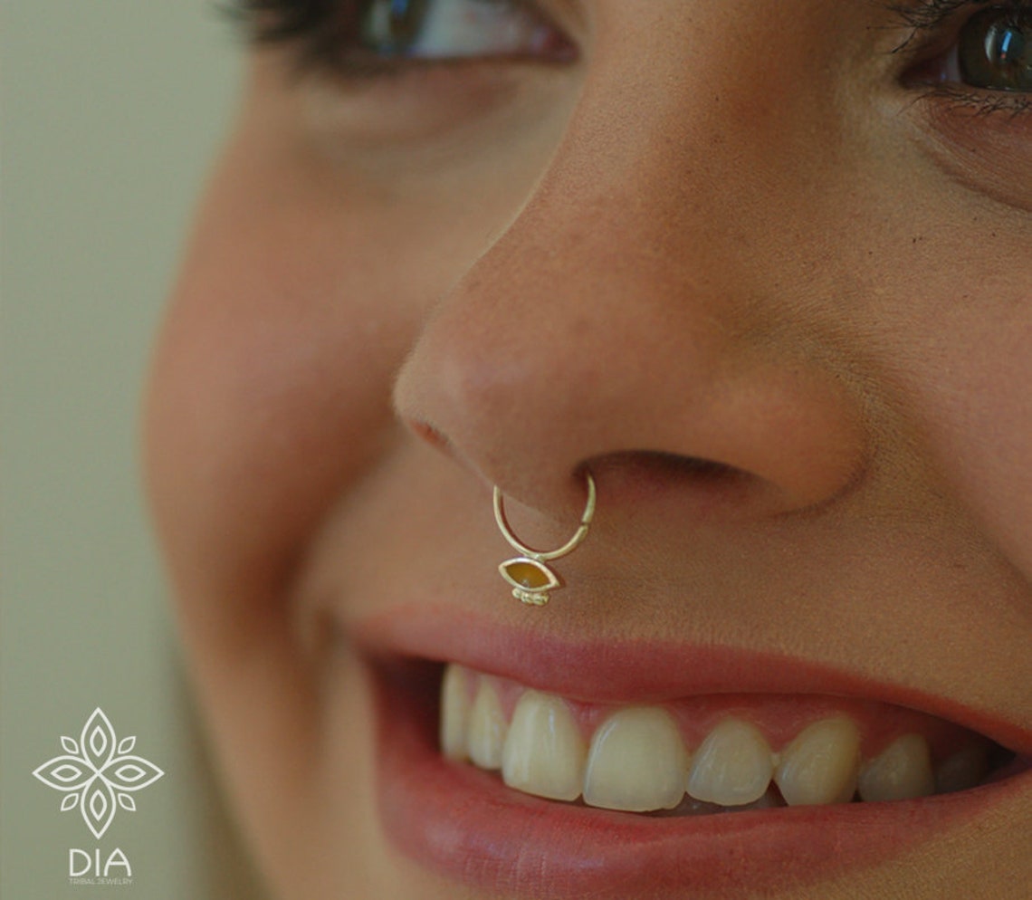 Gold Septum 14k Solid Gold Septum Dainty Septum Ring Eye - Etsy