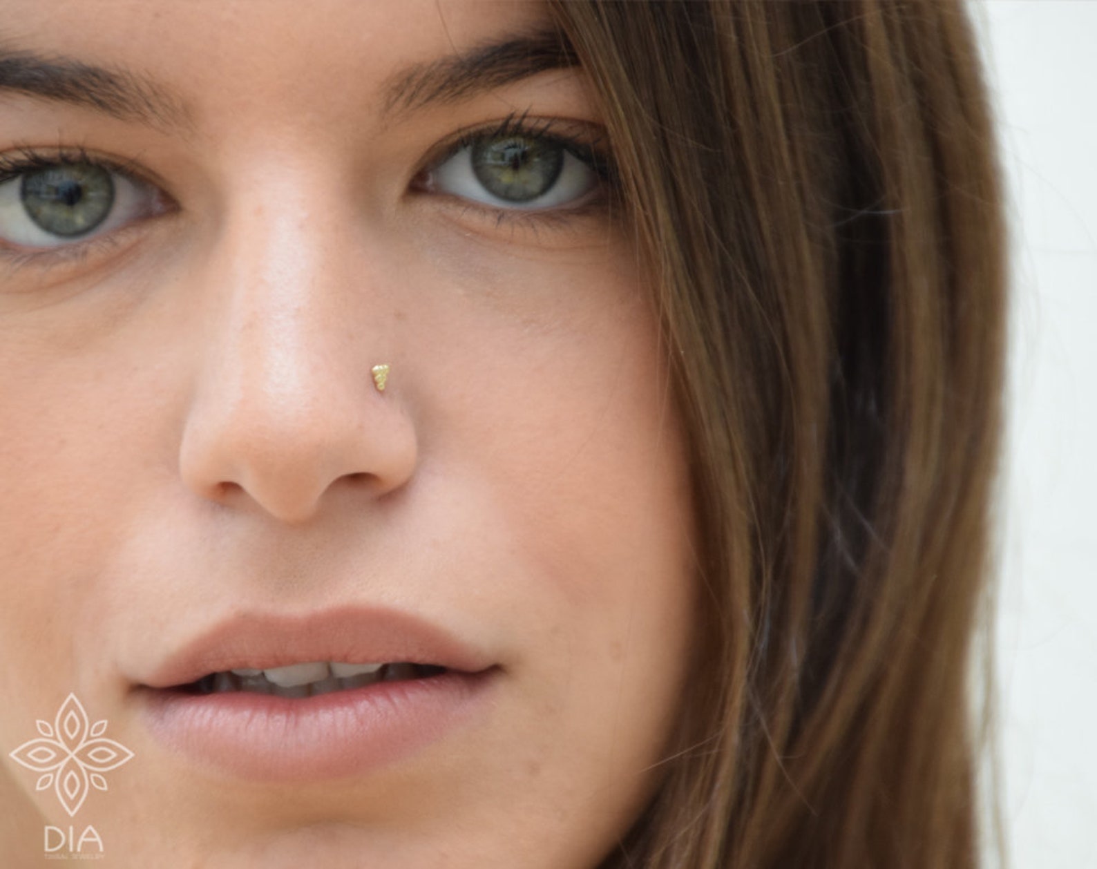 Tiny Triangle Nose Stud Solid Gold Stud Helix Earring Nose - Etsy