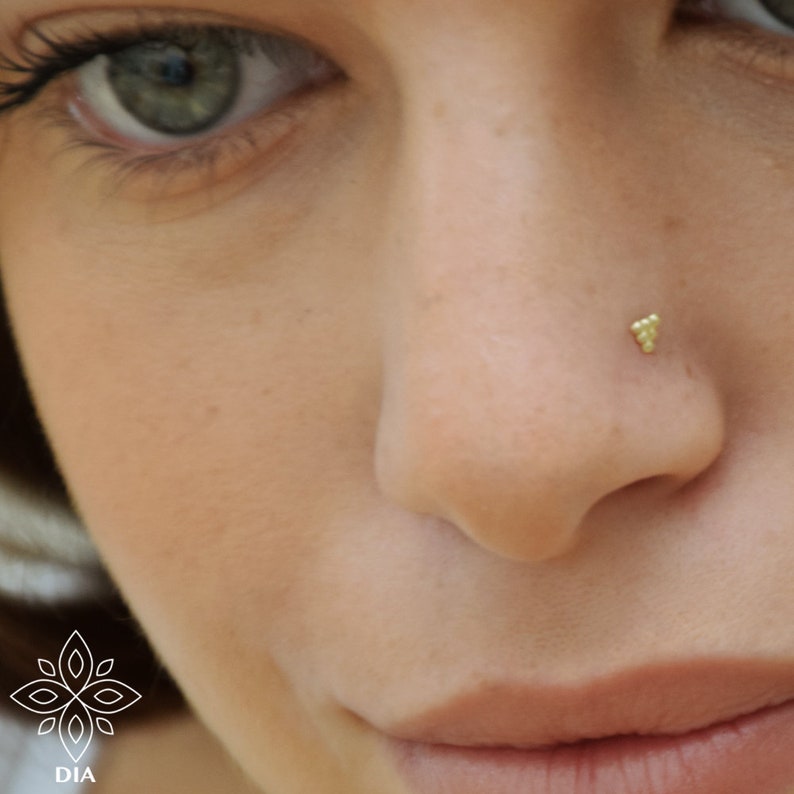 Triangle Nose Stud SOLID GOLD Triangle Stud Tiny Triangle - Etsy