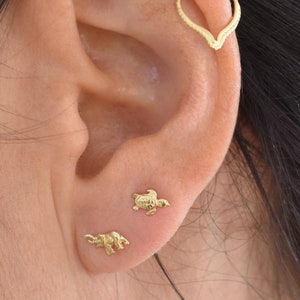 Tiny Sea Turtle Nose Stud, 14k Gold Nose Screw, Nose Jewelry, Small ...