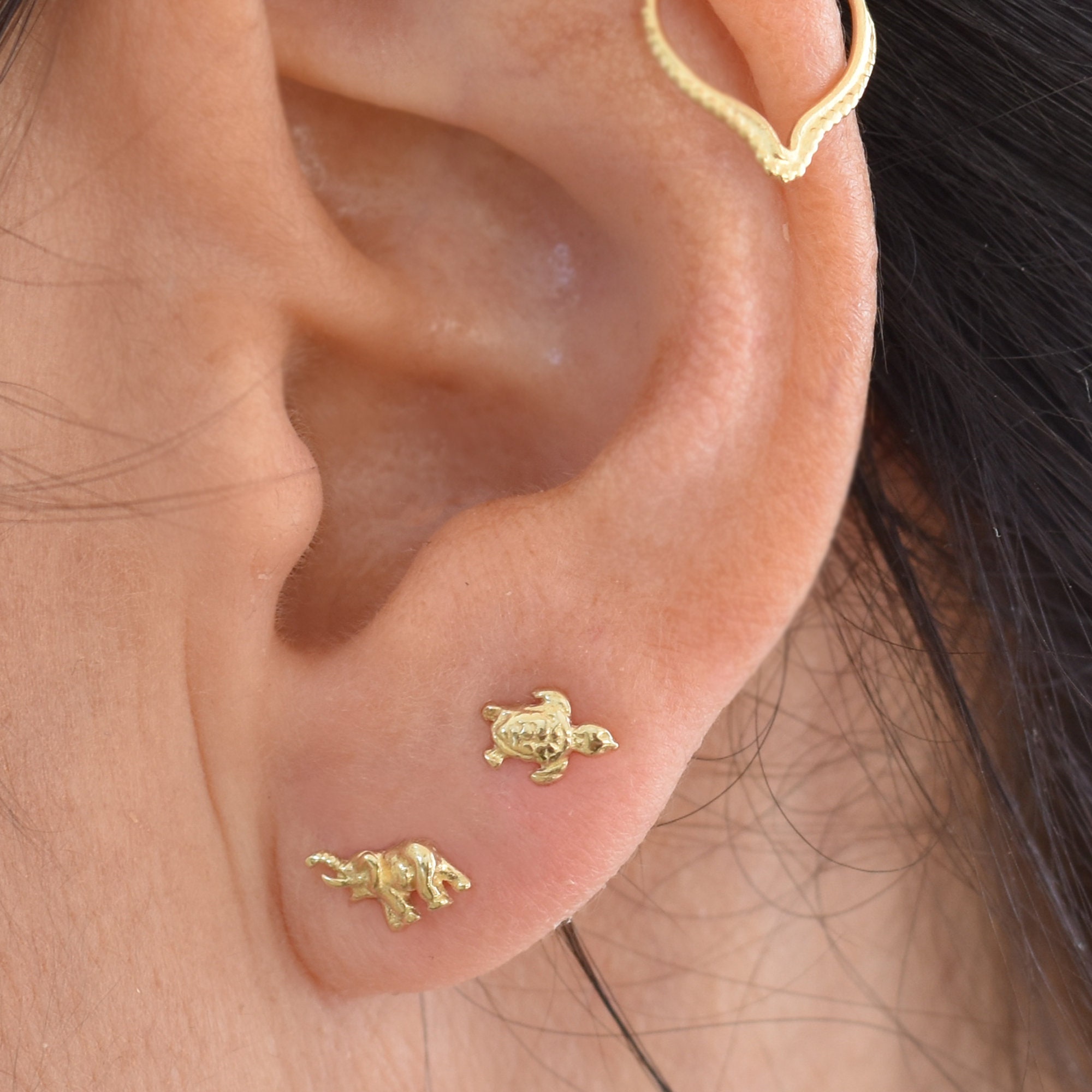 Tiny Sea Turtle Nose Stud, 14k Gold Nose Screw, Nose Jewelry, Small ...