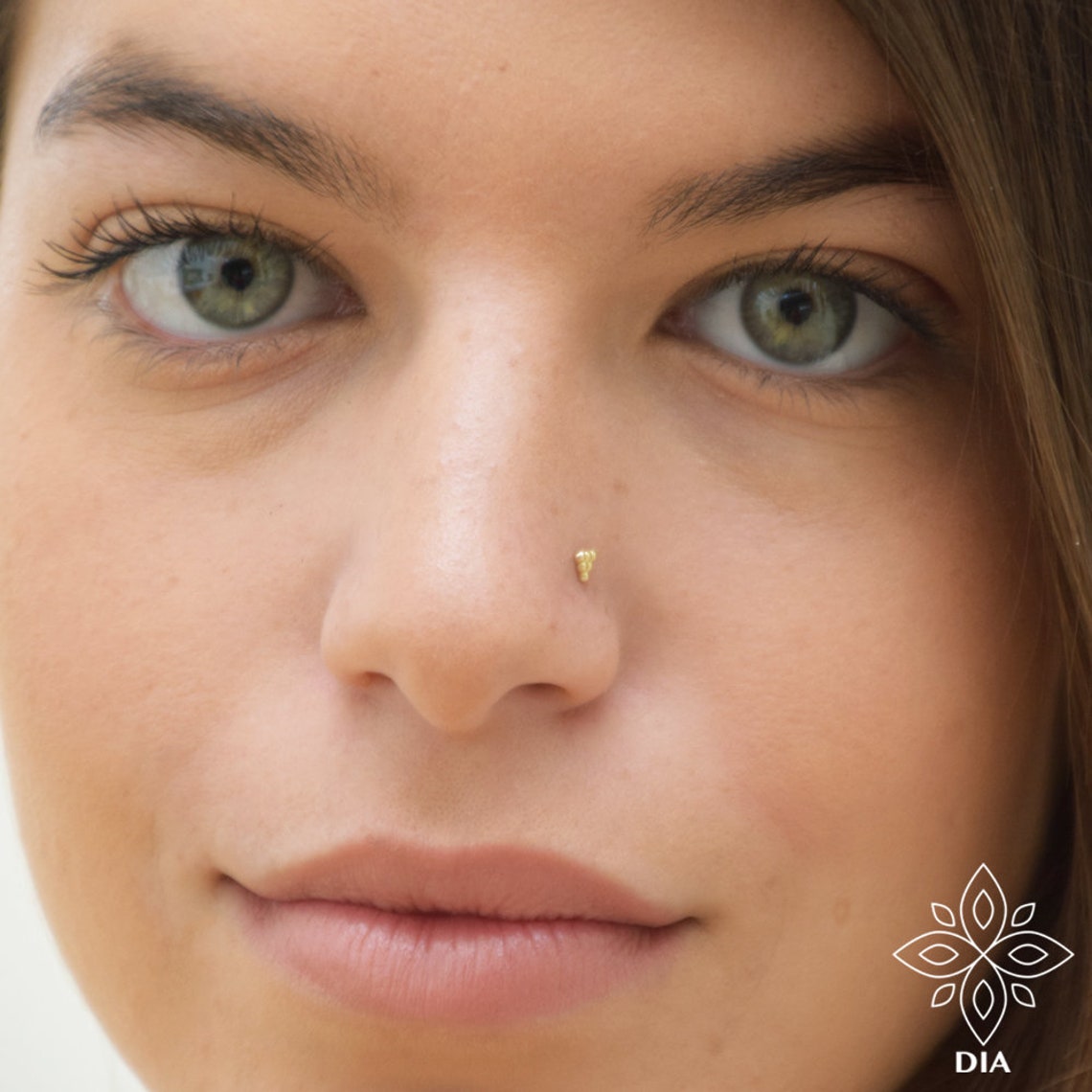 Triangle Nose Stud SOLID GOLD Triangle Stud Tiny Triangle - Etsy