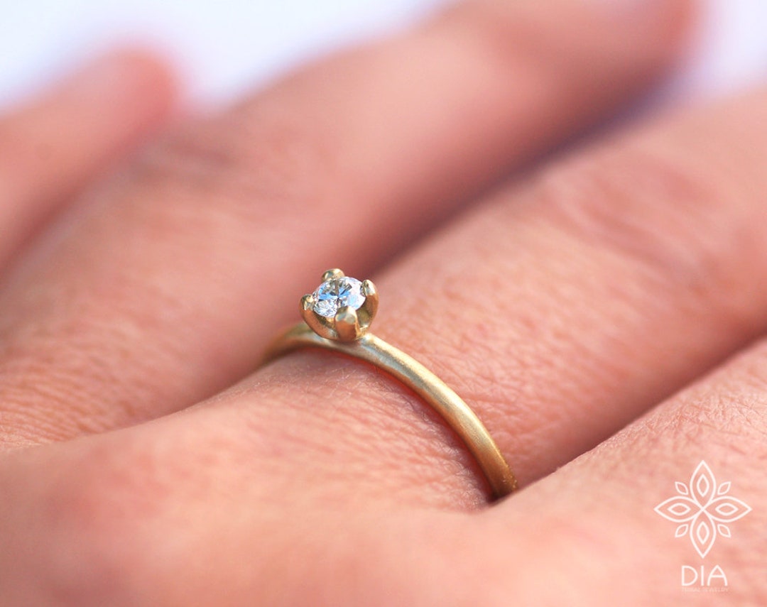 Statement Ring Solid Gold 18k Classic Timeless Promise Wedding Ring 3 ...