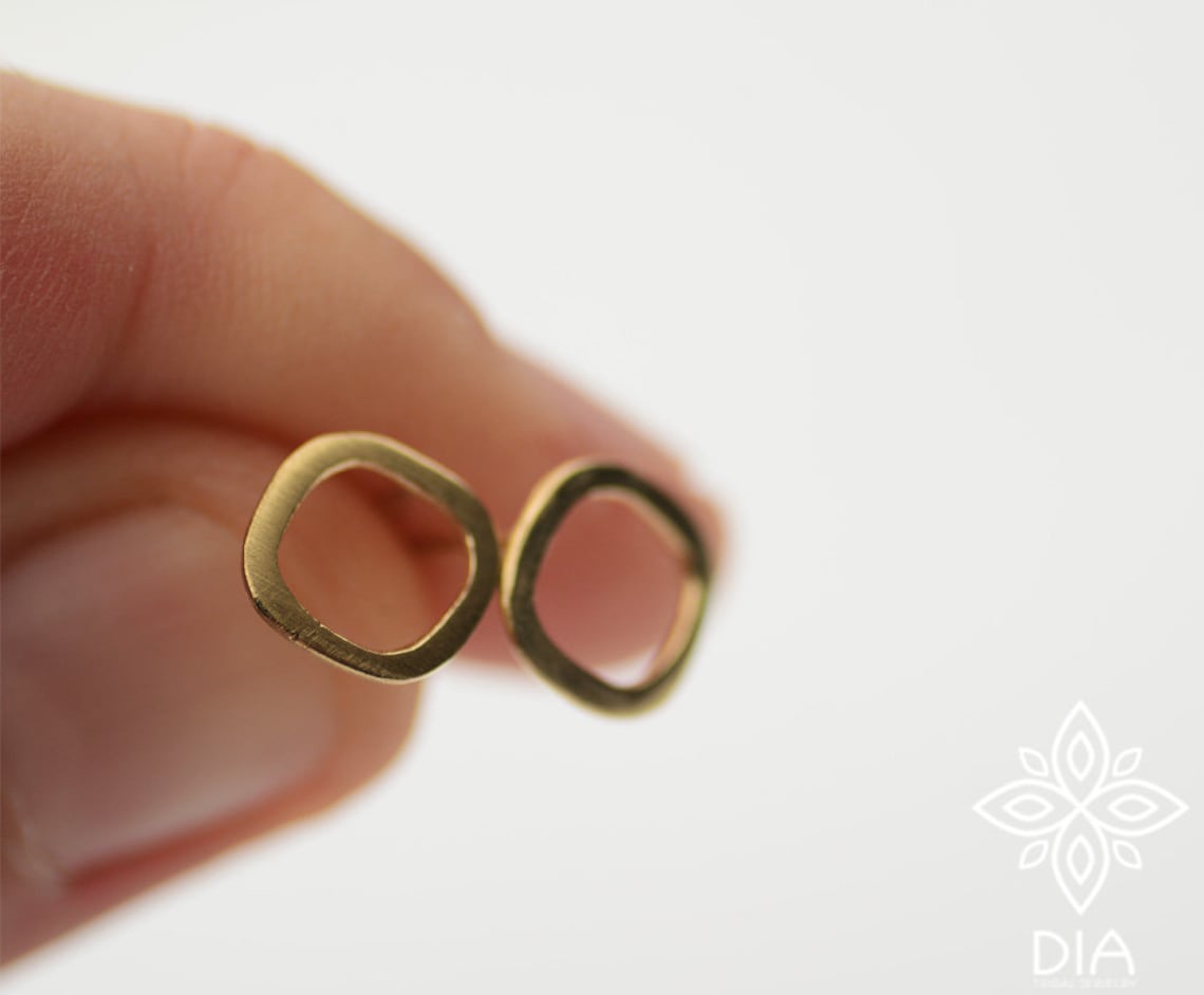 14k Gold Stud Square Studs Everyday Studs Solid Gold Stud - Etsy