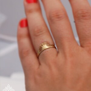Sun Ring Solid Gold Ring Rose Gold Ring Dainty Gold Ring Hand Stamped ...