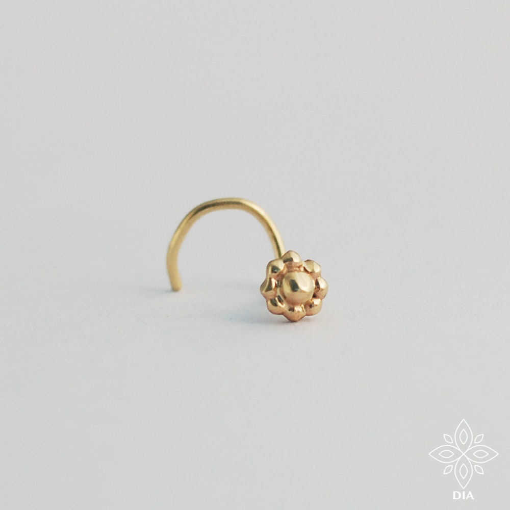 Tragus Earring, 14k Solid Gold Tragus Jewelry, Flower Tragus Piercing ...