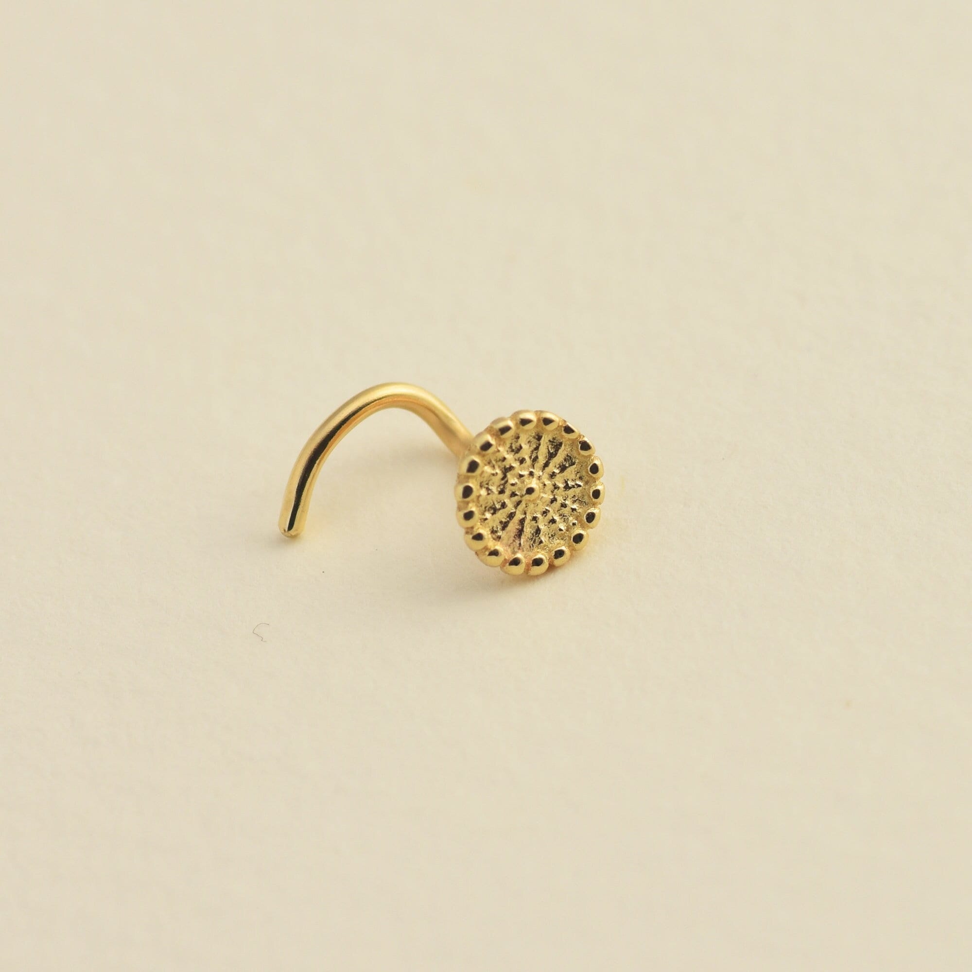 Dainty Circle Nose Studs, 14k Gold Nose Ball End, L-shape Gold Nose ...