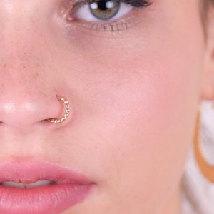 Nose Rings 22G 20G 18G 16G Piercing Jewelry Beaded Dotted Hoop Ring ...
