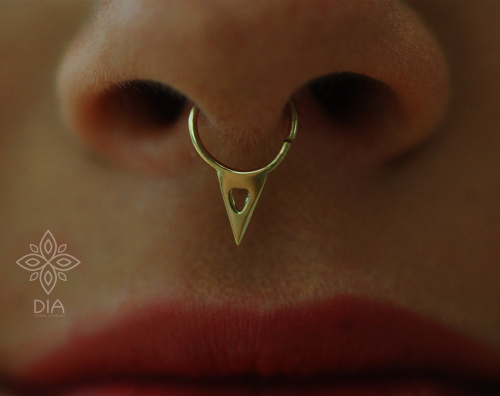 Triangle septum ring 14k SOLID GOLD septum ringSeptum Ring | Etsy