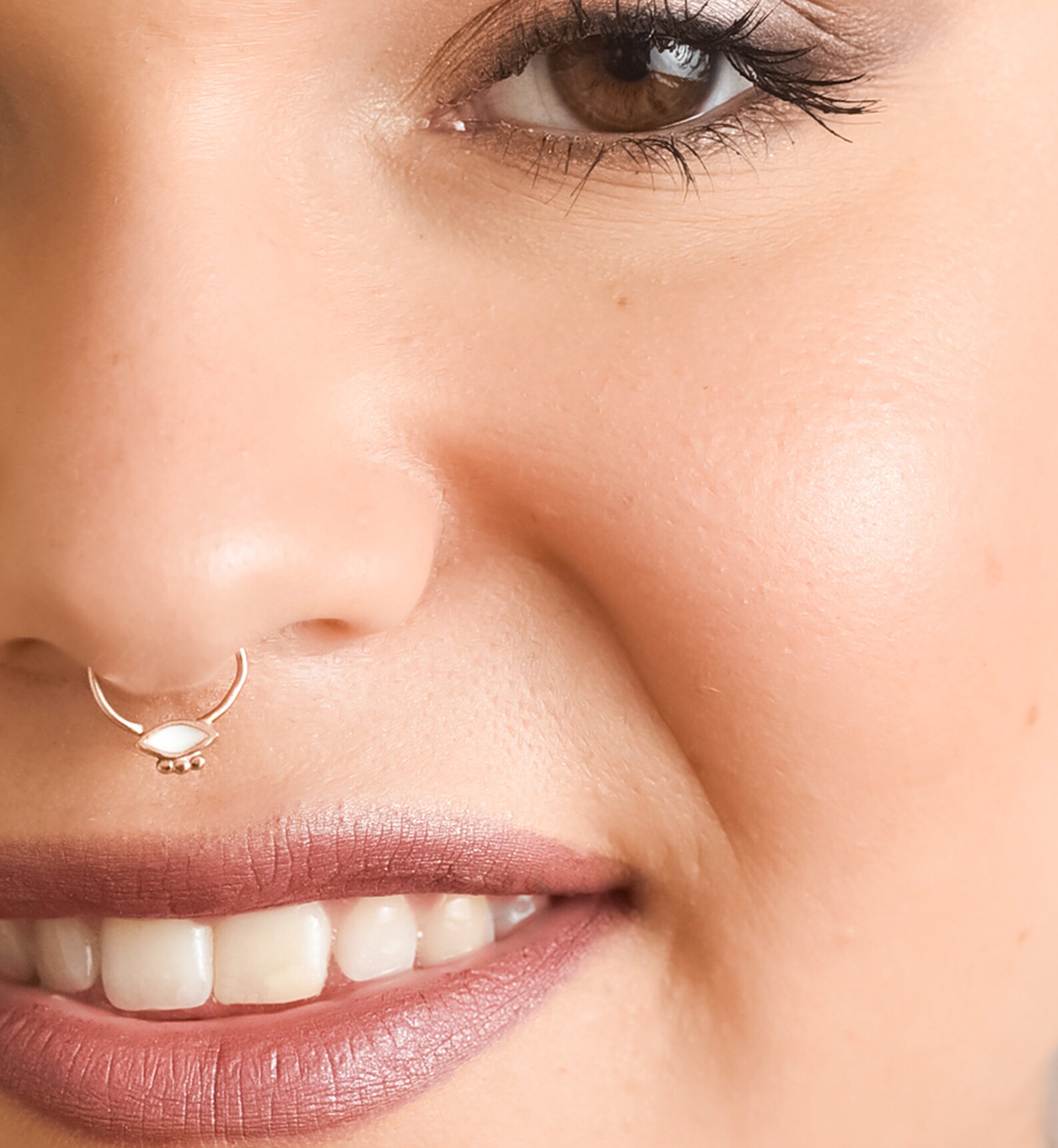 Septum Ring Eye Septum Ring 14k Solid Gold Nose Ring Nose - Etsy
