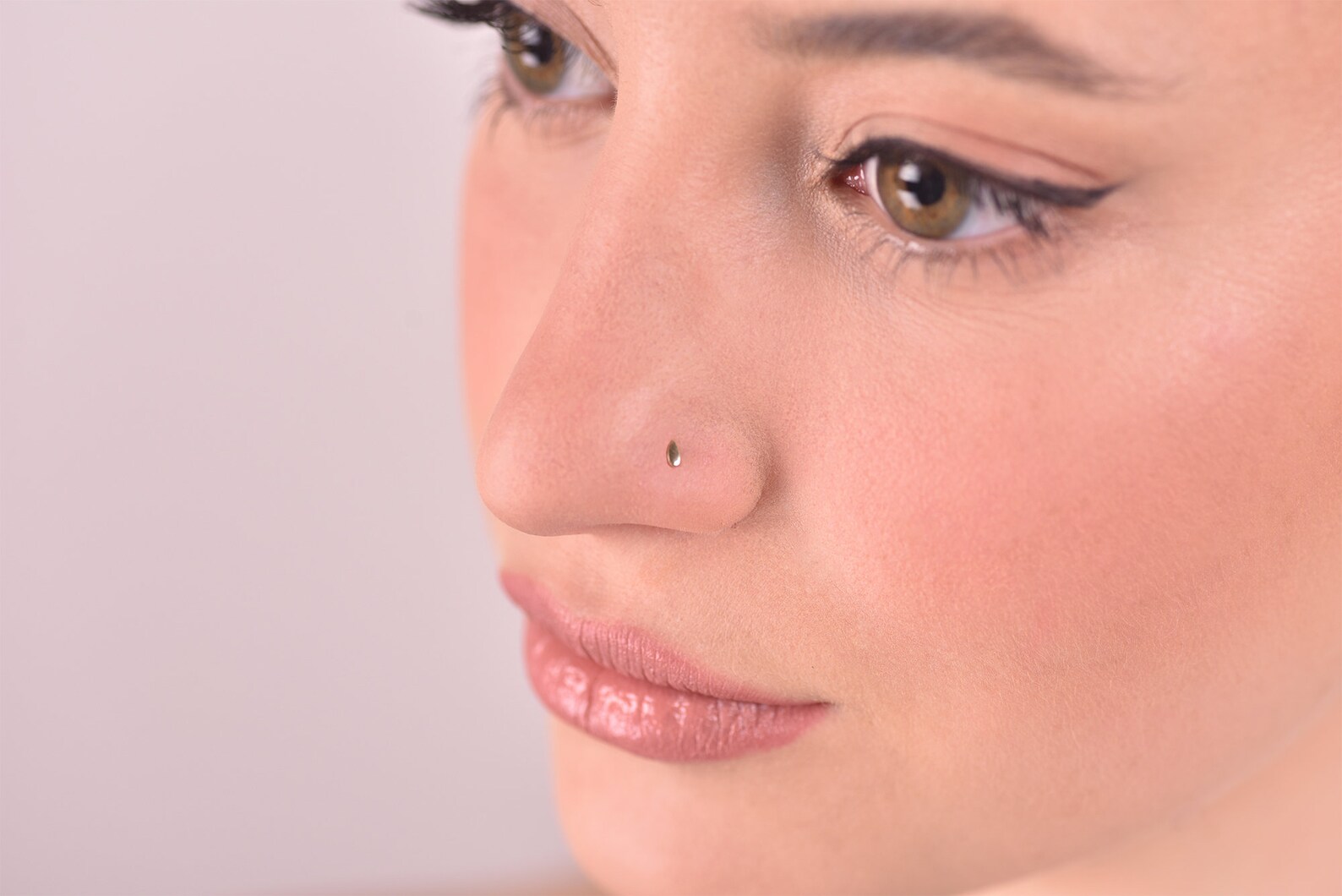 TEENY Tiny Nose Stud, Gold Nose Ring Stud, 14K Solid Gold Nose Screw ...