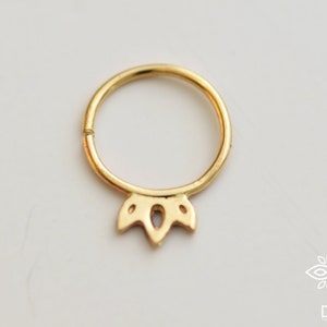 Septum, 14k Solid Gold Septum, Dainty Septum, Gold Crown Septum ...