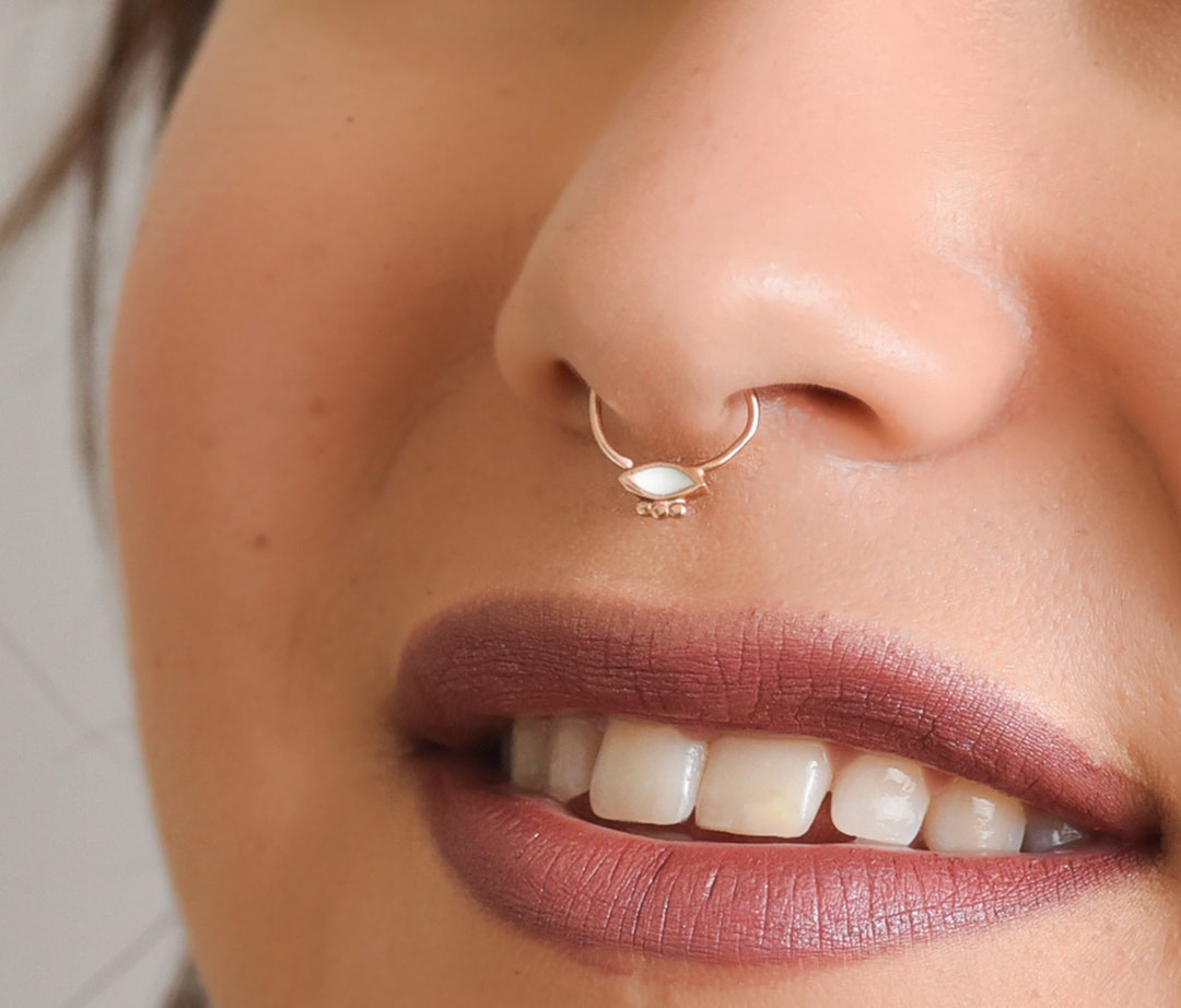 Septum Ring Hoop, 14k Gold Snug Nose Septum Jewelry, Tribal Septum ...