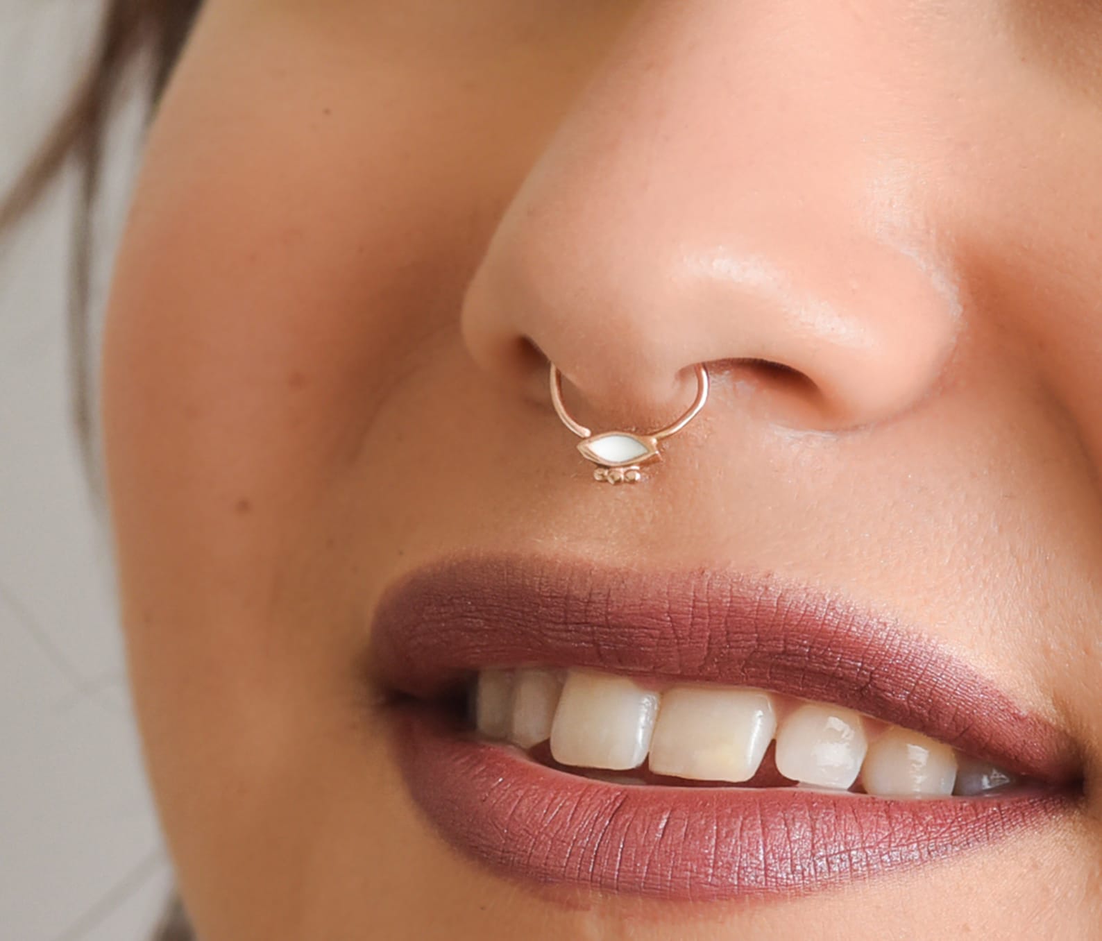 Septum Ring Eye Septum Ring 14k Solid Gold Nose Ring Nose - Etsy